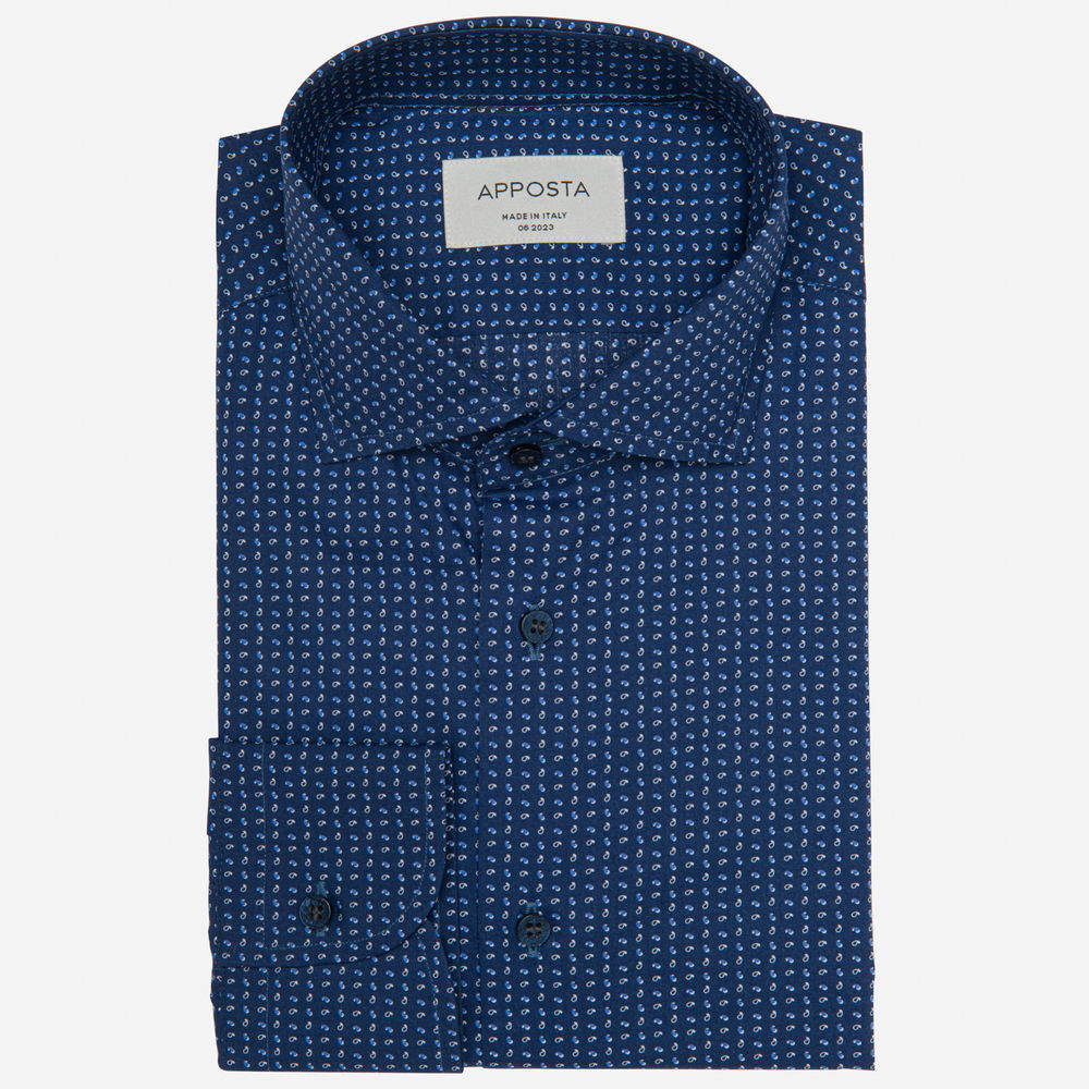 Navy Blue Cotton Fancy Pattern Shirt - Apposta